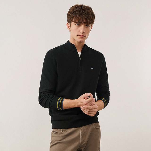 [Modal] Navigare Italian small sailing black half-zip sweater men's new ...