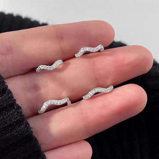 s925 sterling silver zircon wave earrings for women, exquisite and high-end earrings, ear bone ...