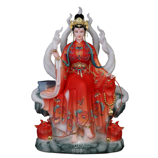 New nine-tailed fox statue Nine-tailed empress white marble statue red ...