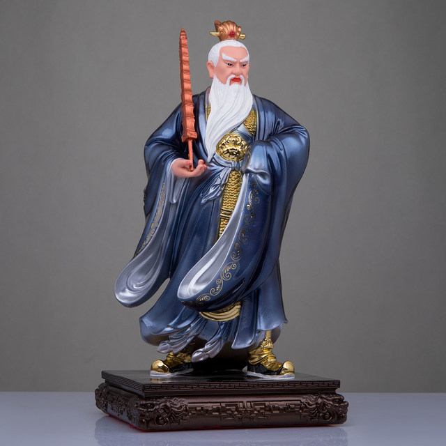 Collection of resin Jiang Ziya statues, Jiang Taigong Buddha statues with divine whips and a ...