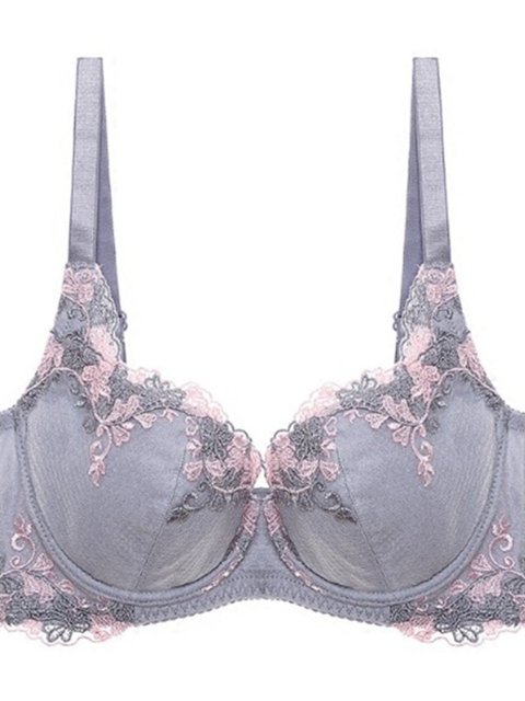 Foreign trade original single embroidery push-up side thin section bra ...