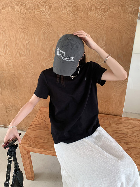 SIXI Spring and Summer basic simple logo short-sleeved T-shirt women's ...