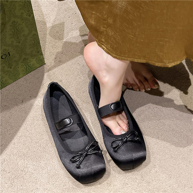 Flat pink ballet shoes fairy shoes spring and autumn 2024 new velvet ...