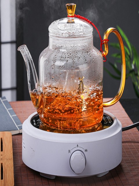 Electric ceramic stove, heat-resistant glass steaming tea kettle, steam tea kettle, black tea ...
