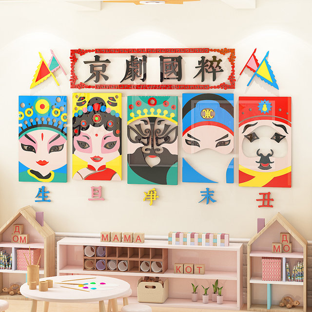 Kindergarten opera theme wall Peking Opera face stickers Shengdan ...