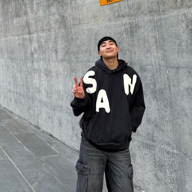 SANBAI three hundred letter patch hooded sweatshirt 2024 new men's ...