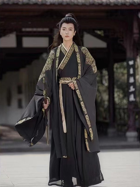 Tang Yun’s original spring new embroidery suit Wei and Jin style cross ...