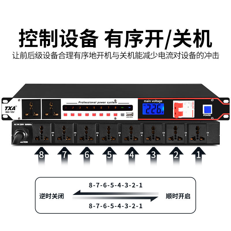 TXA Professional Power Sequencer with 10-Way Controller