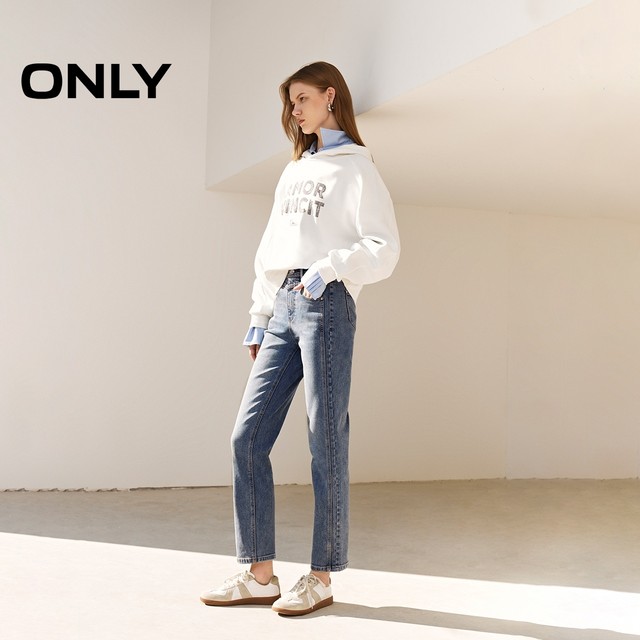 Only2024 Winter new high -waisted straight nine -point jeans 124449002