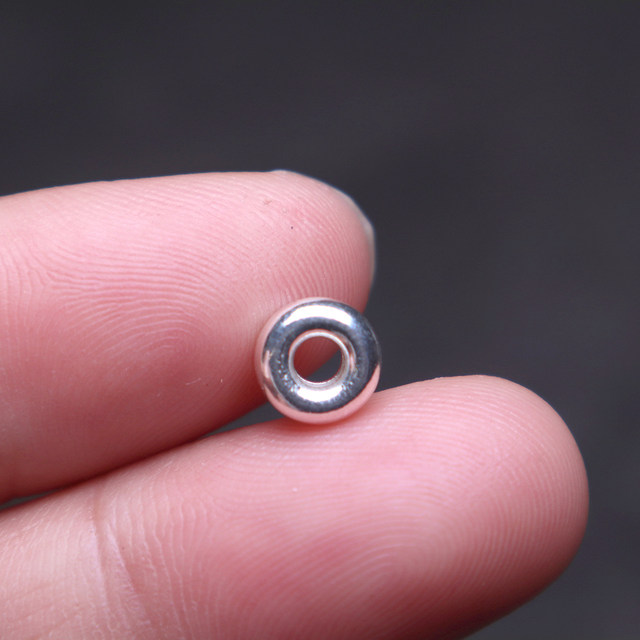 Original pure silver 999 plain glossy clasp button spacer ring spacer ...