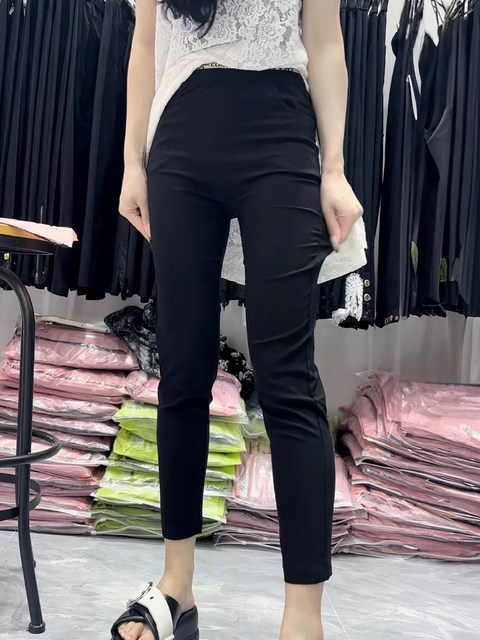 Summer ultra-thin tissue paper leather pants with double waist, small ...