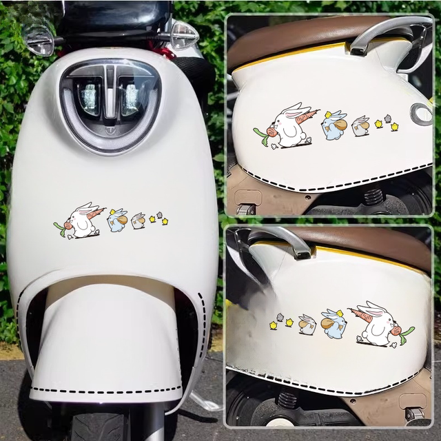 Car stickers cartoon cute little rabbit electric motorcycle ...