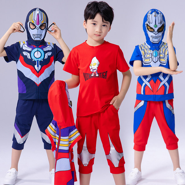 Ultraman clothes boys summer suit pure cotton new short-sleeved summer ...