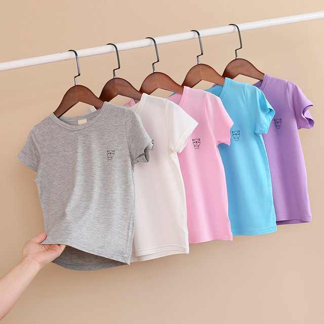 Children Modal Half -sleeved round neck shirt baby summer short ...