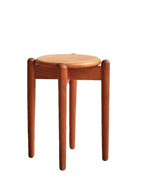YiGe stackable full solid wood round stool cherry wood stool dining table stool log makeup stool ...
