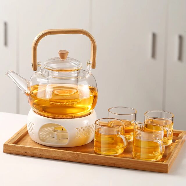 Flower tea pot Candle heated can open fire tea furnace tea furnace ...