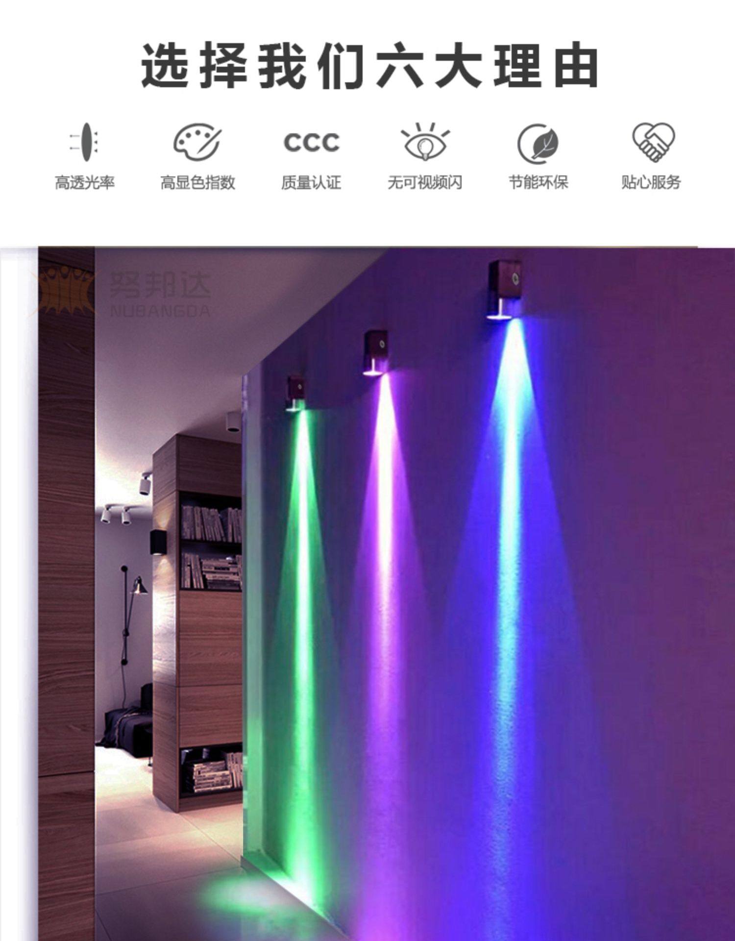 Nubunda Double Head LED Wall Light - Modern KTV/Aisle/Stairway Spotlight