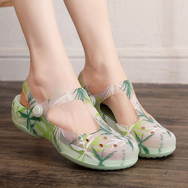 VEBLEN hole shoes women's summer non-slip flat beach shoes wedge heel ...