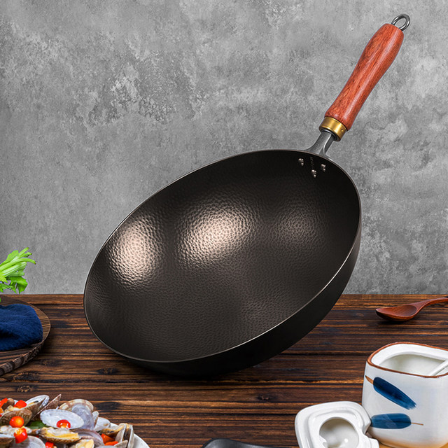 Thickened Luji titanium non-stick pot round bottom handmade wok wok ...