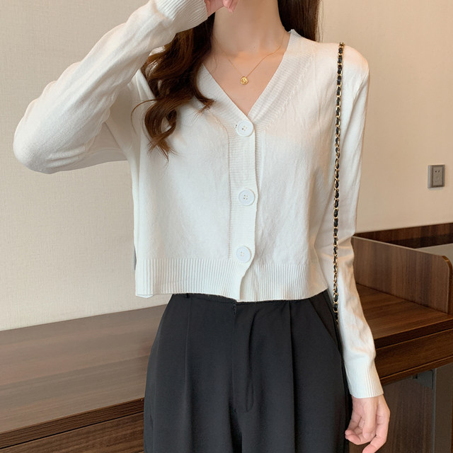 Autumn and winter new versatile v-neck long-sleeved sweater tops spring ...