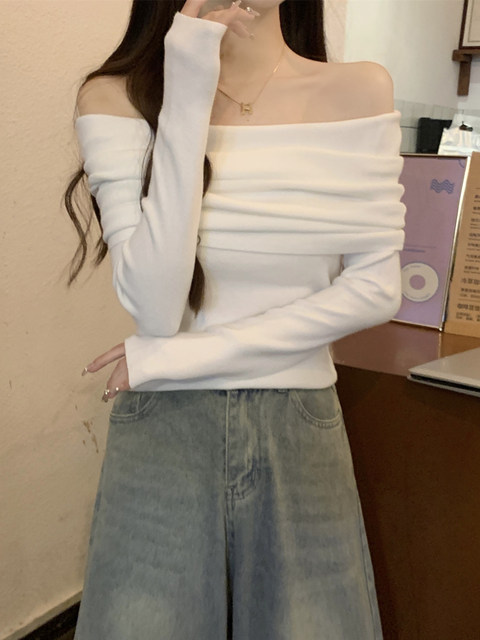 French high-end one-shoulder sexy pure desire sweater for women in ...