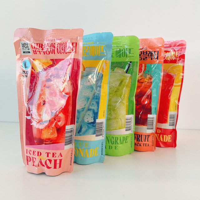 Blue lemonade Korean juice coffee with ice delicious bagged youus ...