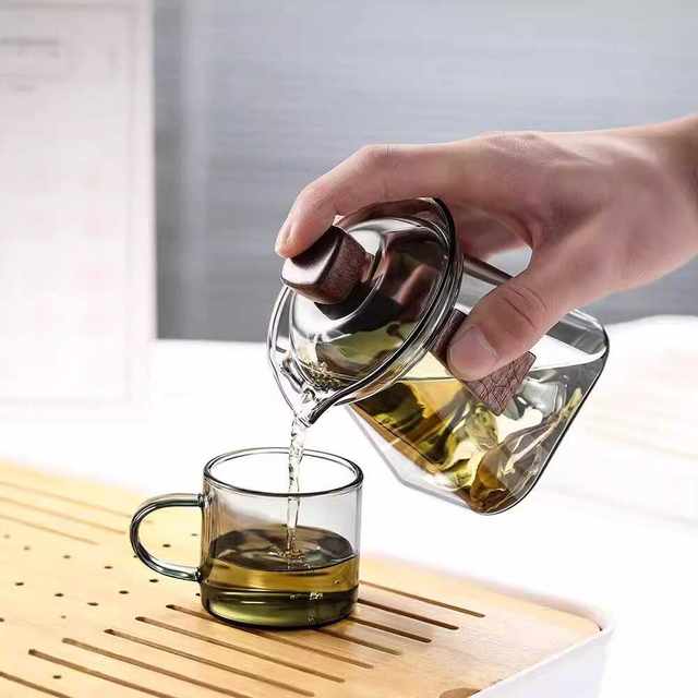 Glass bowl tea cup single household anti-scalding hand kettle high-end ...