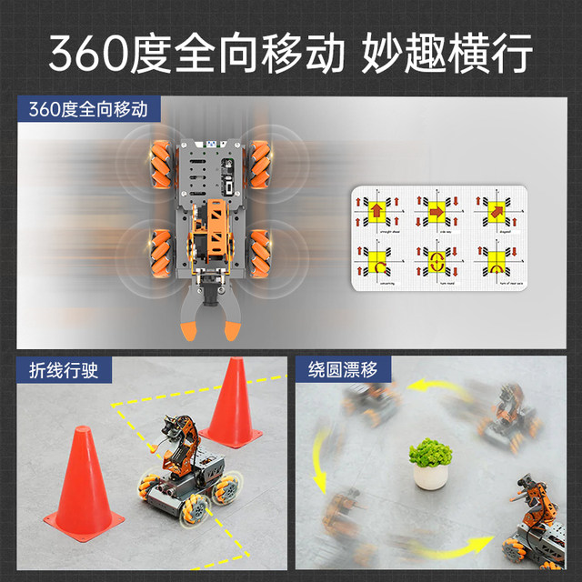 Raspberry Pi 4B/5 Smart Car AI Vision Robotic Arm MasterPi Wheel ...