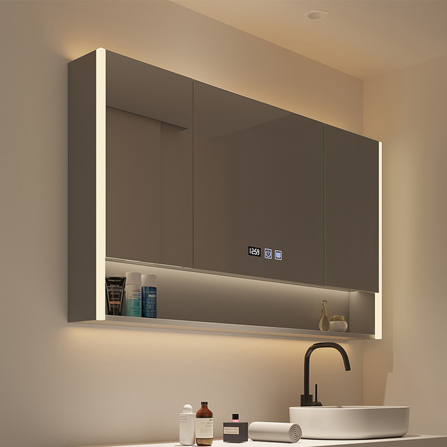 Smart bathroom mirror cabinet with light and defogging bathroom wall ...