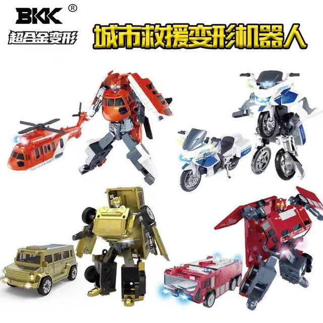 Alloy deformation robot Children's toy green leather train revival ...