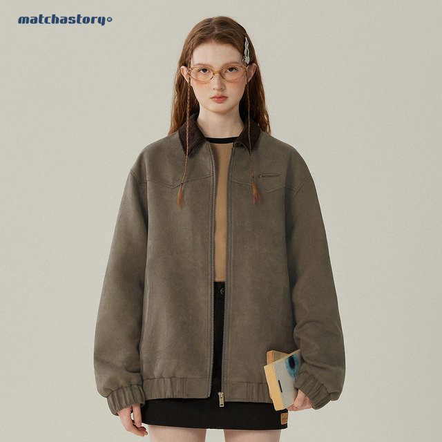 MATCHASTORY Matcha Story Retro American Workwear Short Jacket Men's ...