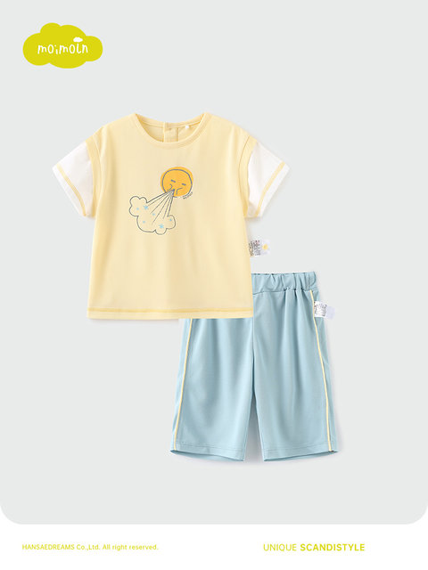moimoln Xiaoyunduo children's clothing summer new baby boy T-shirt shorts two-piece set boys ...