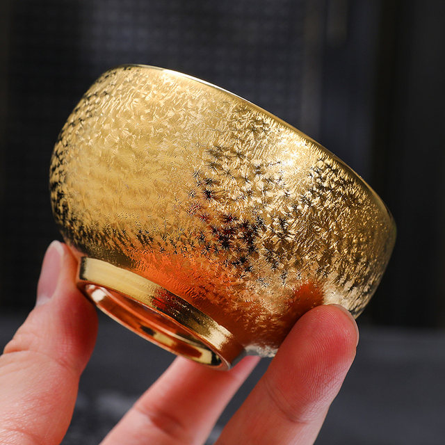 Single-cup Kung Fu tea set, gilt silver master cup, built-in Zen ...