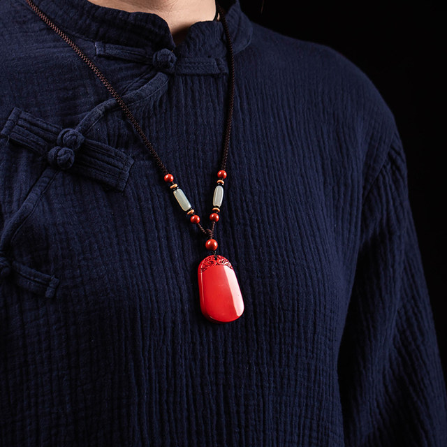 Cinnabar Ping An Wu Shi brand pendant for men and women, purple gold ...