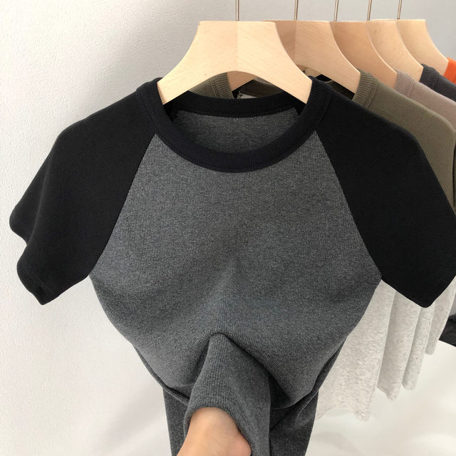 Raglan short-sleeved T-shirt for women 2023 summer new slim fit short ...