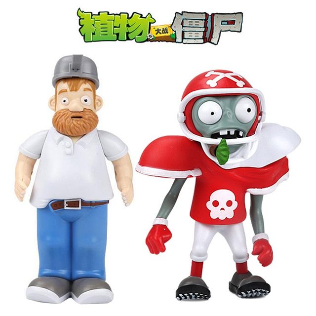 Plants vs. Zombies Crazy Dave single football player toy hard plastic launchable head doll model