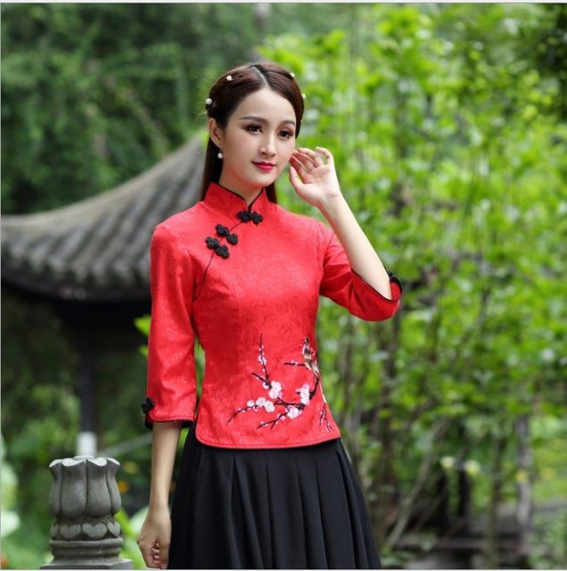 Improved cheongsam top fashionable short Tang suit Chun Republic style ...