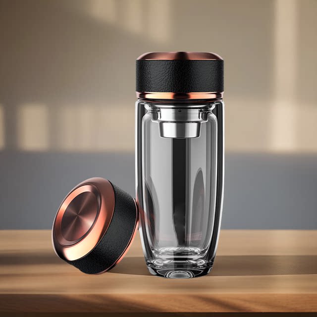 Double -layer glass cup goose cup resistance high temperature tea is ...