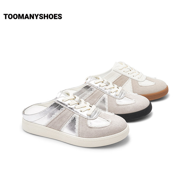Toomanyshoes women's shoes virtual lover silver sports casual sneakers ballet style retro lace ...