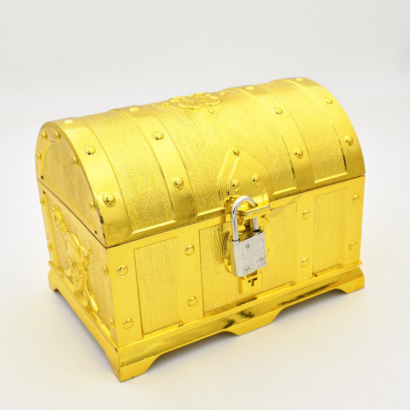 Children's Pirate Treasure Hunt Game Props | Plastic Golden Treasure Box
