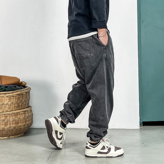 Autumn and winter American heavyweight thickened retro distressed ...