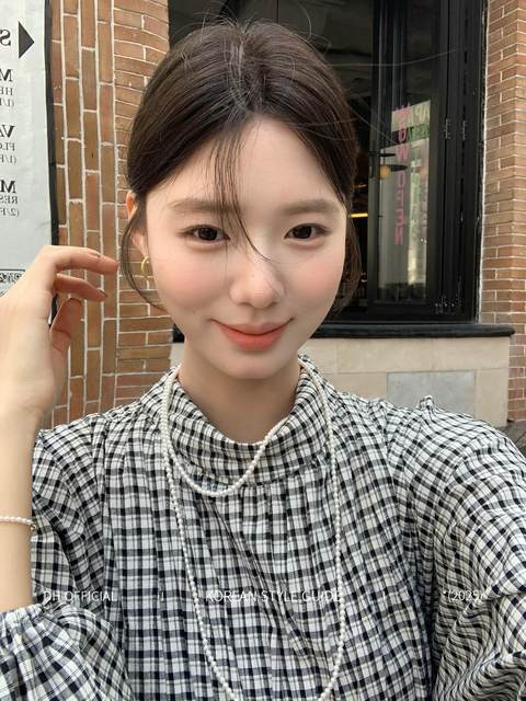 DH OFFICIAL large flower retro plaid texture dress