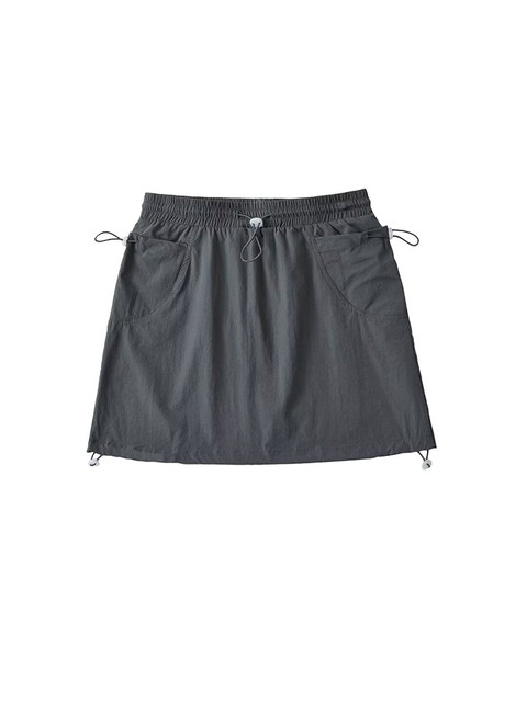 American Retro Large Pocket Drawstring Workwear Skirt for Women, Summer ...