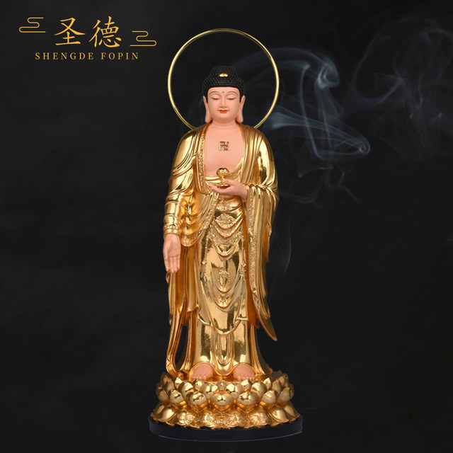 Western three-sage Buddha statue, gilt Amitabha statue, Guanyin ...