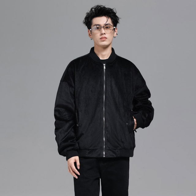 Unknowtal velvet arm pleated zipper flying jacket loose jacket national ...