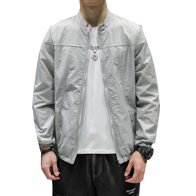 Ice silk sunscreen men's ultra-thin breathable stand-up collar capless ...