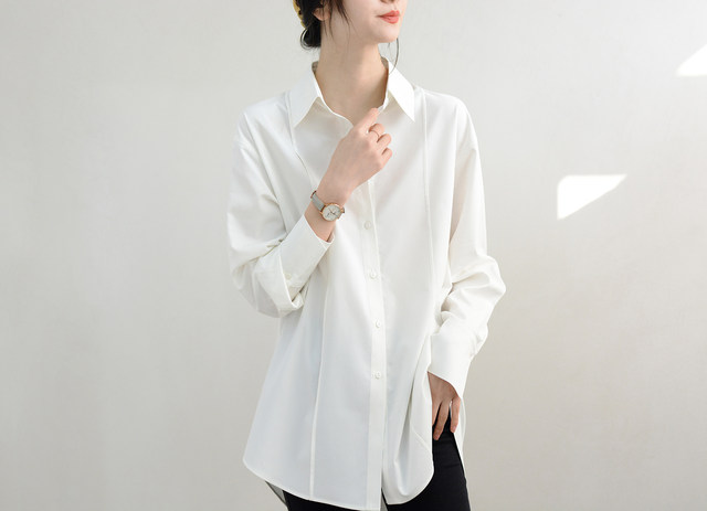 TRR style finishing touches: pleated loose long-sleeved white shirt for ...