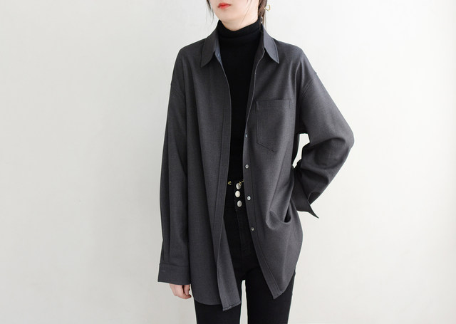 TRR original autumn and winter thick and warm high-end dark gray off ...