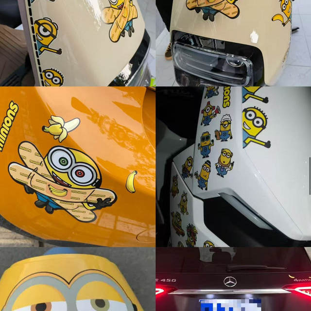 Cartoon electric vehicle stickers decorative waterproof body stickers ...