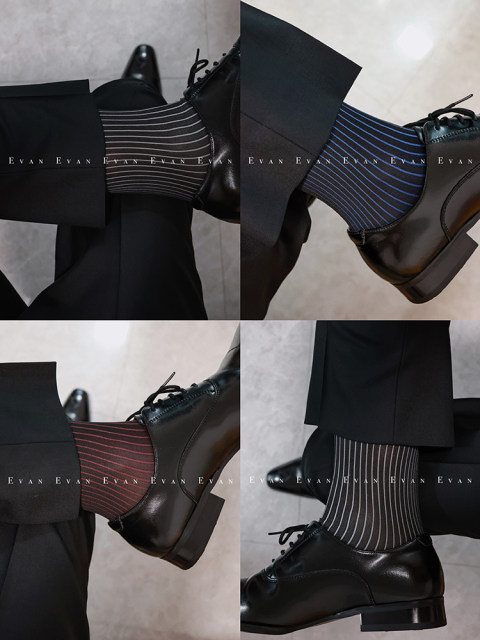 Forms Men's Striped Stockings Suit Business Gentleman's Sweet Shoes Men ...